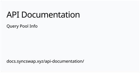 Query Pool Info Api Documentation