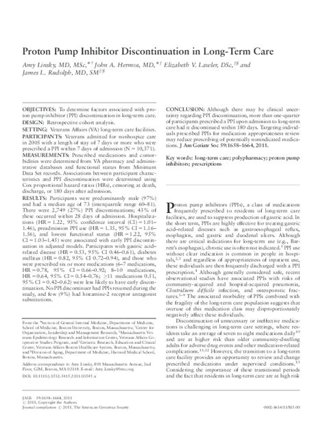 Pdf Proton Pump Inhibitor Discontinuation In Long Term Care