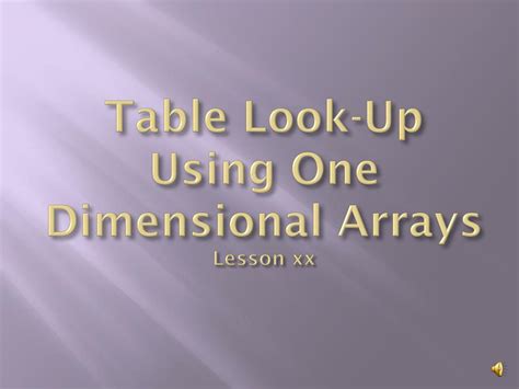 Ppt Table Look Up Using One Dimensional Arrays Lesson Xx Powerpoint Presentation Id6194225