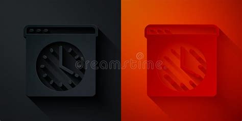 Paper Cut Browser Window Icon Isolated On Black And Red Background Paper Art Style Stock
