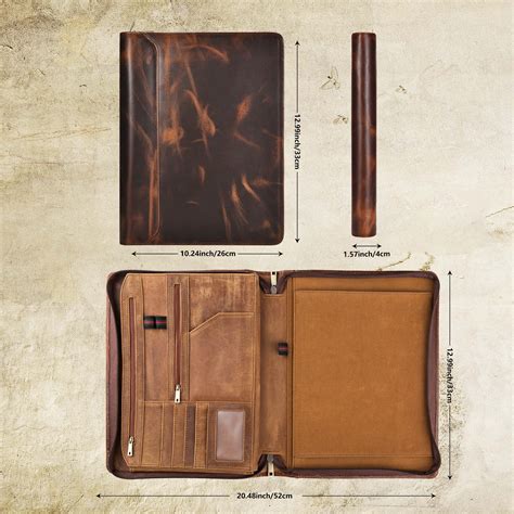 Leather Portfolio Folder For Men Business Portfolio Notebook For Women