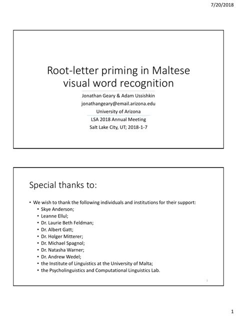 [pdf] Root Letter Priming In Maltese Visual Word Recognition Jonathan Pdf Document 770760