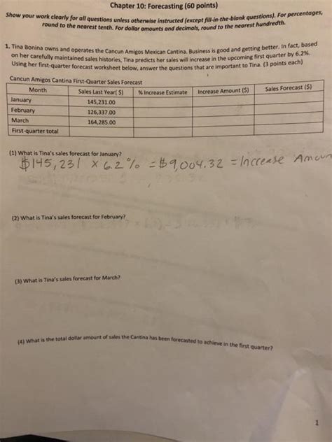 Solved Complete Table Then Show Work For Parts 1 Through 4
