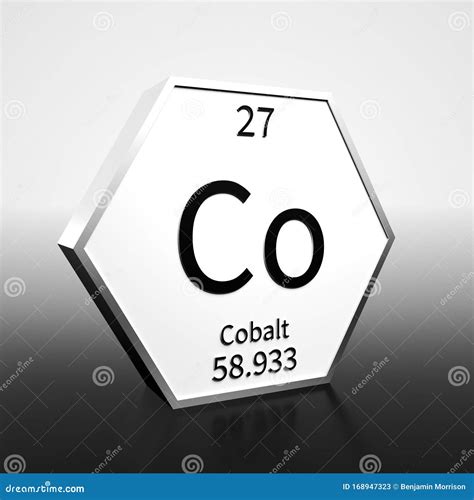 Periodic Table Element Cobalt Rendered Black On White On White And