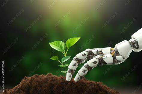 Robotic Hand Planting A Tree In Earth Artificial Intelligence