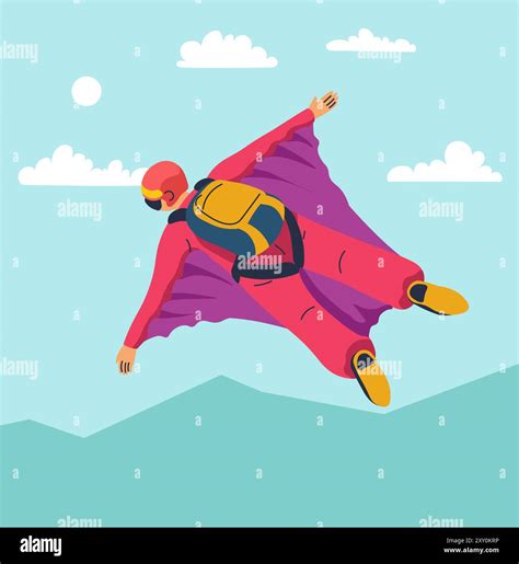 Wingsuit Flying Vector Illustration Man Stock Vector Image And Art Alamy