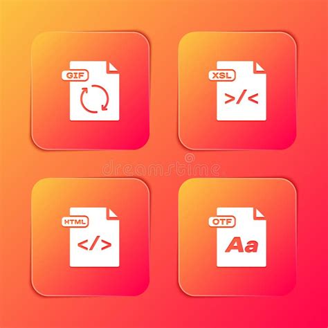 set file document xsl html and otf icon vector stock vector