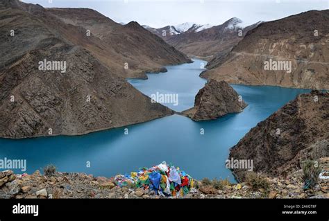 The Simila Pass Above Manla Reservoir Gyantse County In The Tibet