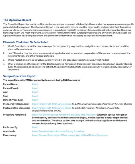 Operative Report Template