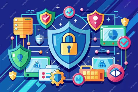 Premium Vector Cybersecurity Concept With Digital Locks And Shields