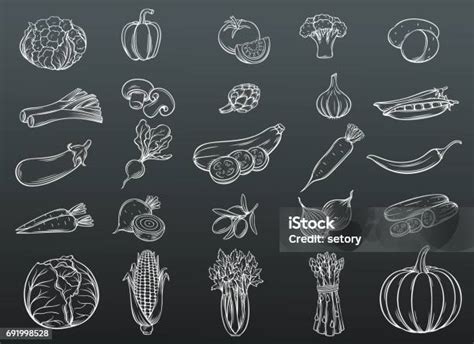 向量手繪蔬菜圖示集向量圖形及更多菜園圖片 菜園 圖示 外型 Istock