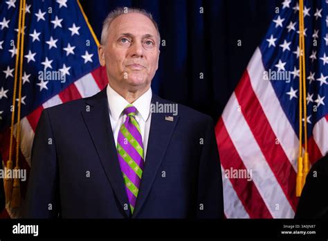 Rep Steve Scalise R La Looks On During A Press Conference At Republican National Committee
