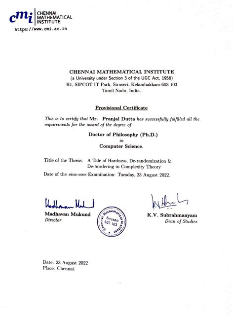 Finally Dr Dutta Grateful To My Advisor Prof Nitin Saxena Iitk For His Continuous