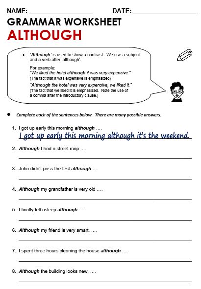 Although English Grammar Linking Words Learn English