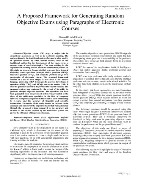 Pdf A Proposed Framework For Generating Random Objective Exams Using