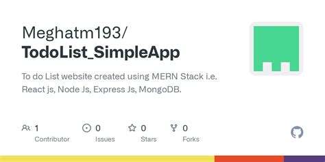 Github Meghatm Todolist Simpleapp To Do List Website Created Using Mern Stack I E React