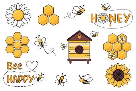 Premium Vector Honey Set Flat Set Of Honey Vector Icons Collection Of