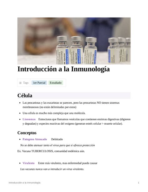 Introduccin a la Inmunologa Introducción a la Inmunología Tags 1er