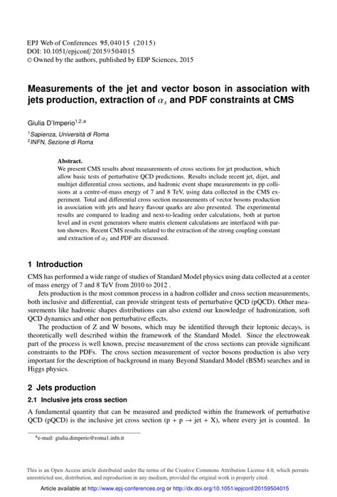 Pdf Measurements Of The Jet And Vector Boson In Association With Jets Production Extraction