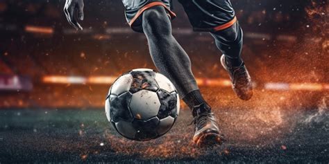 Premium Ai Image Generative Ai Football Boot Kicking A Soccer Ball