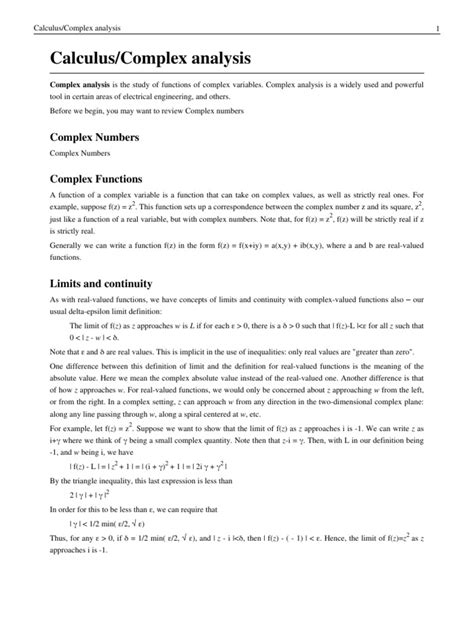 Complex Calculus Formula Sheet - 3rd SEM | PDF | Holomorphic Function | Integral