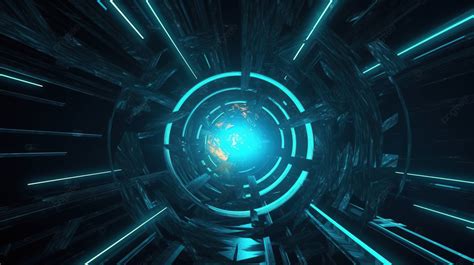 4k Uhd의 3d 그림 배경 파란색 네온 스타 하이퍼 스페이스 터널 네온 글로우 네온 추상 빛나는 배경 배경 일러스트 및