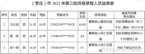 3人！枣庄交警公布第三批终生禁驾人员名单终身重伤驾驶证