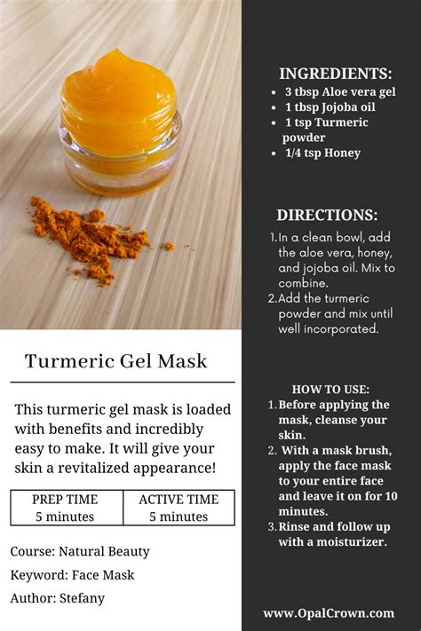 Opal Crown Brightening Turmeric And Aloe Gel Mask Homemade Skin Care