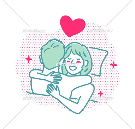 裸で抱き合う男女 上半身 Sex ・セックス・性行為 喜び・幸せ・充足感・愛情 イラスト素材 7374342 フォト