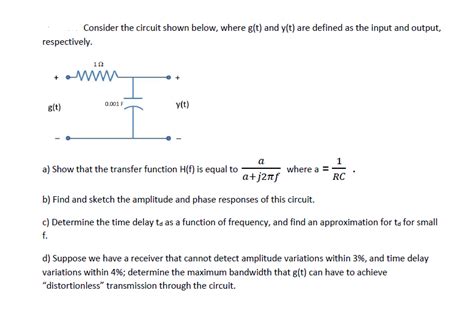solved consider the circuit shown below where g t and y t