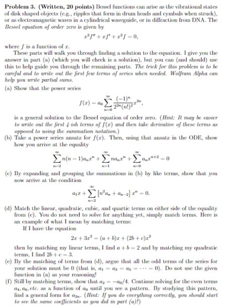 problem 3 written 20 points bessel functions can