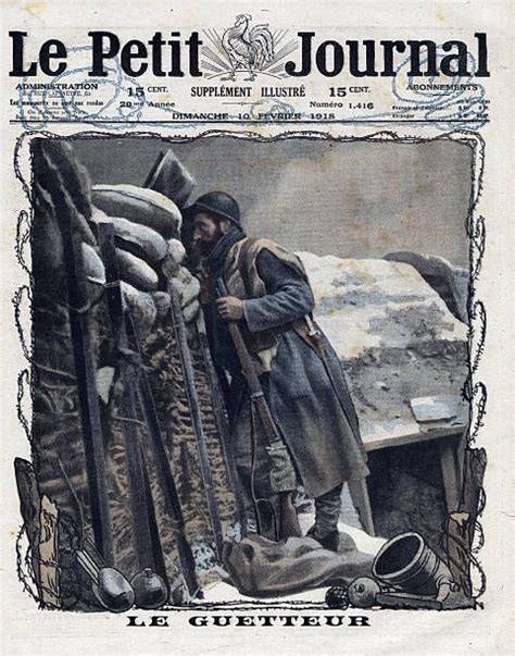 Wwi 10 Feb 1918 Sentry In The Trenches Frontpage Of French Newspaper