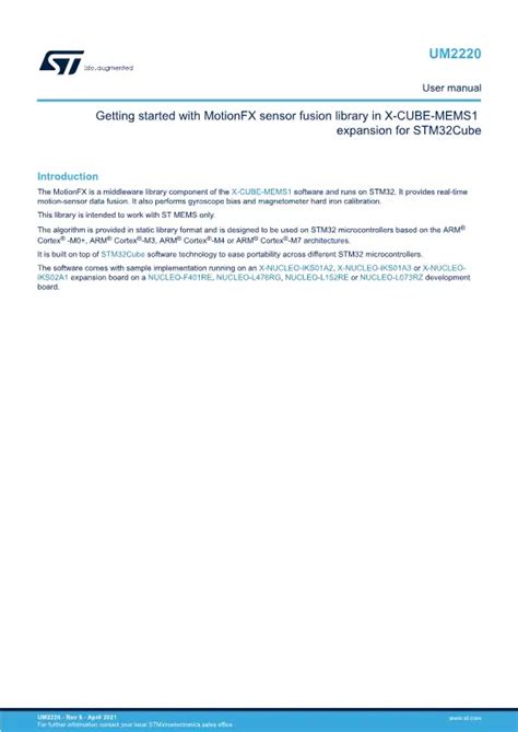 Getting Started With Motionfx Sensor Fusion Library In X Cube Mems1 Expansion For Stm32cube