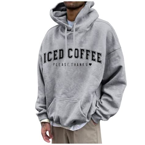 Buyho Hoodies For Men Letter Print Graphic Hoodies Mens Long Sleeves
