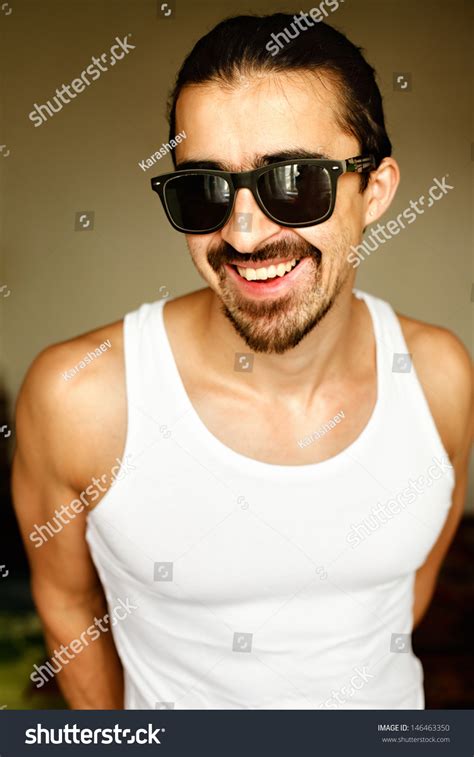 Closeup Attractive Man Smiling Wearing Sunglasses Stock Photo Shutterstock