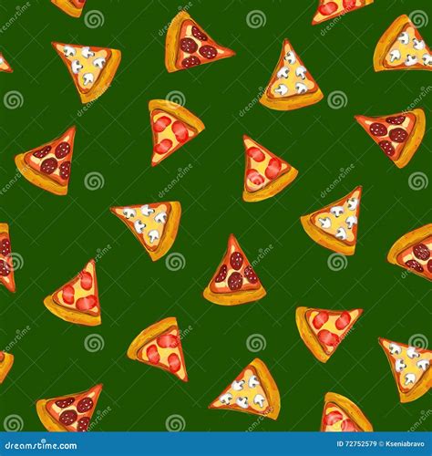 Pizza Seamless Pattern Background Vector Illustration Stock Vector