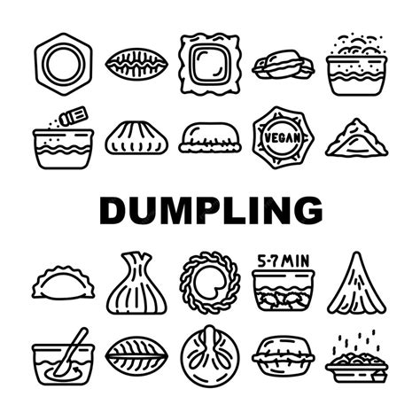 Premium Vector Dumpling Delicious Meal Recipe Icons Set Vector