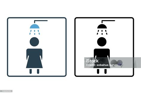 샤워 아이콘입니다 샤워하는 여자 욕실 위생과 관련된 아이콘입니다 선 아이콘 스타일 디자인입니다 간단한 벡터 디자인 편집 가능 0