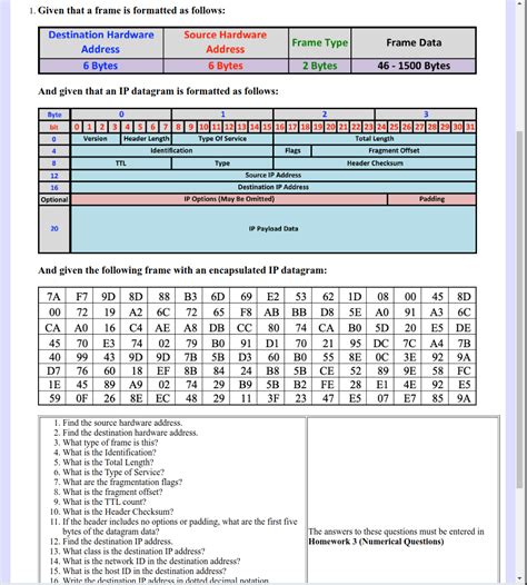 solved 1 given that a frame is formatted as follows frame