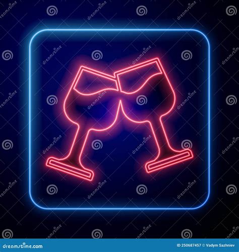 Glowing Neon Wine Glass Icon Isolated On Black Background Wineglass