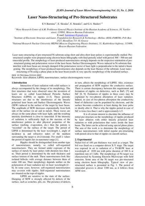 Pdf Laser Nano Structuring Of Pre Structured Substrates