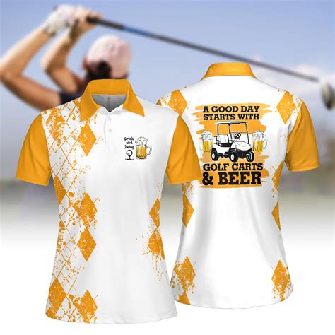 Good Day Starts With Golf Carts And Beer Women Short Sleeve Polo Shirt