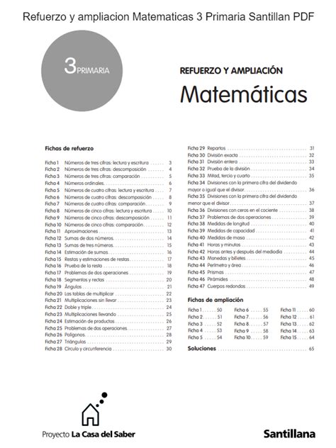 Refuerzo Y Ampliacion Matematicas 3 Primaria Santillana PDF
