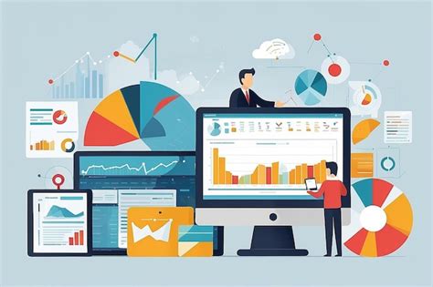 Flat Vector Illustration Of Web Analytics Information And Development