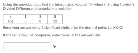 Solved Using The Provided Data Find The Interpolated Value Chegg