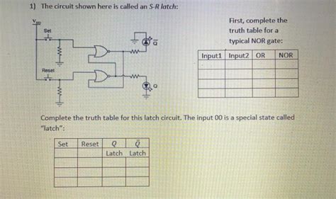 Solved 1 The Circuit Shown Here Is Called An S R Latch Set