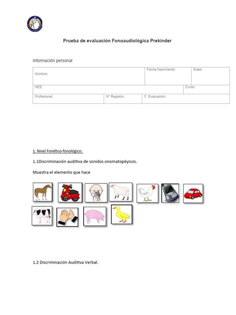 Prueba De Evaluación Fonoaudiológica Prekinder Pdf