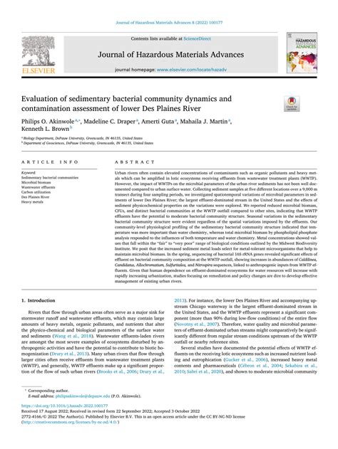 Pdf Evaluation Of Sedimentary Bacterial Community Dynamics And Contamination Assessment Of