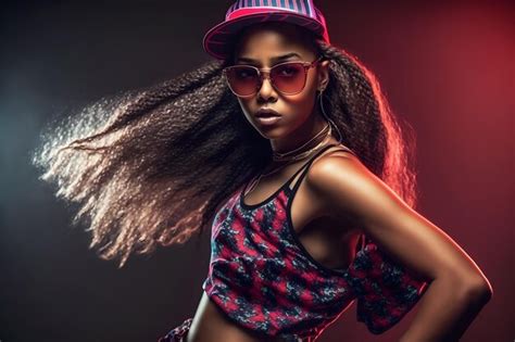 Premium Ai Image Young Afrcan American Female Dancer Dancing Hip Hop