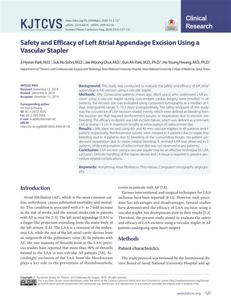 Pdf Safety And Efficacy Of Left Atrial Appendage Excision Using A